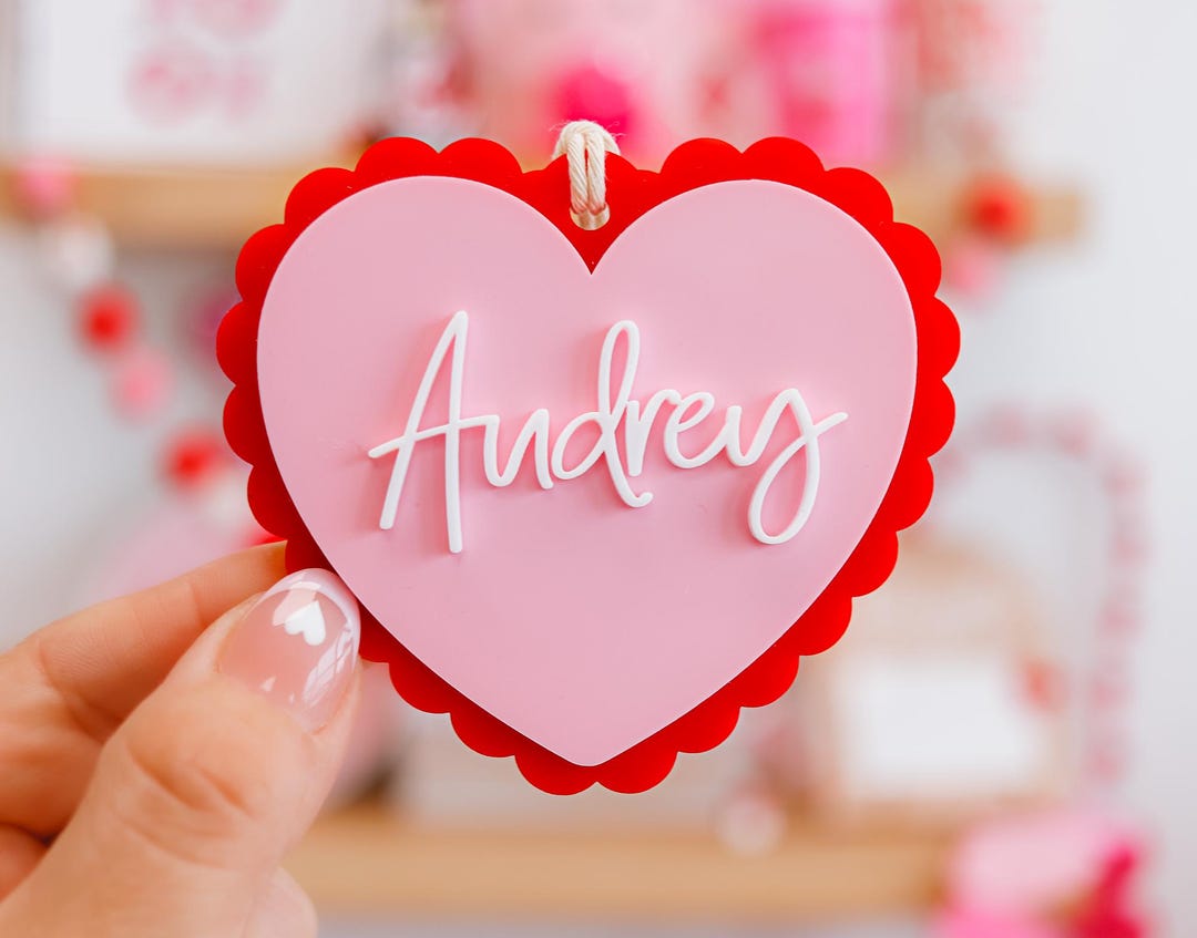 Heart Shape Name Tag, Valentine's Name Tag, Valentine's Party Favor ...