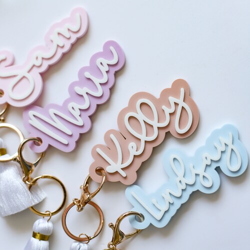 Personalized Keychain for Girls Bridesmaid Keychain Custom - Etsy