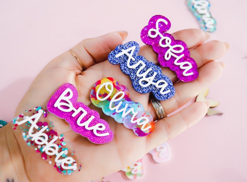 Personalized Name Hair Clips | Acrylic | Hair Bow | Alligator Clip ...