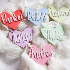 Valentines Name Tag, Valentine's Day Name Tags, Acrylic Heart Name Tags ...