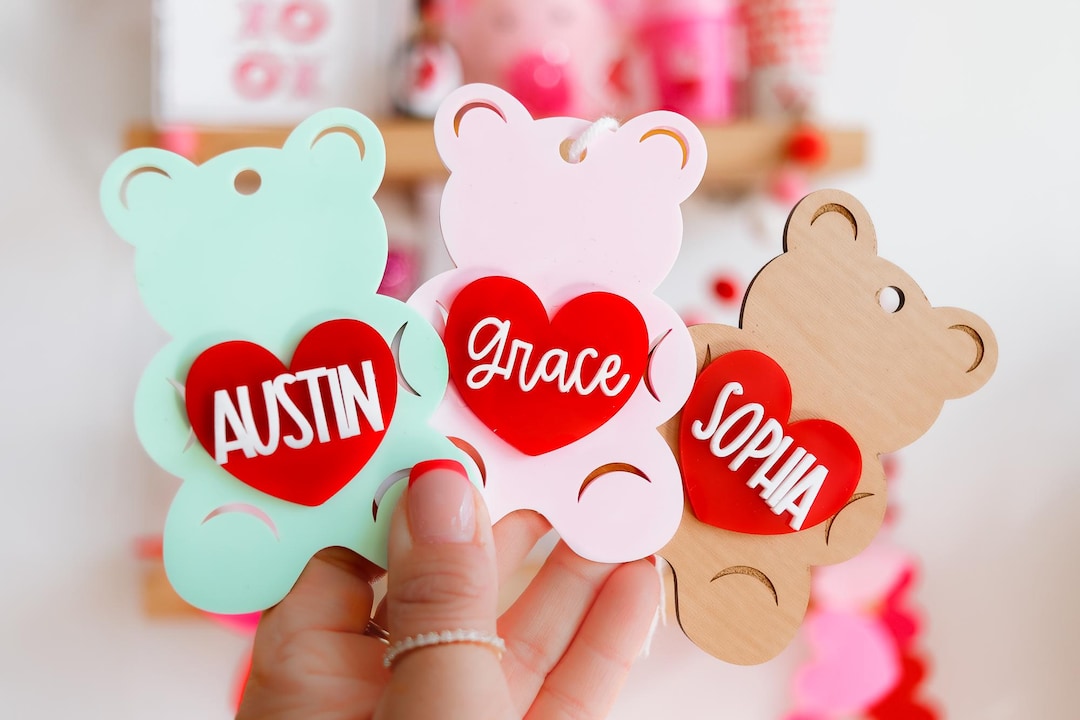 Bear Name Tag, Name Tag, Gummy Bear Tag, Valentine Name Tag, Gummy Bear ...