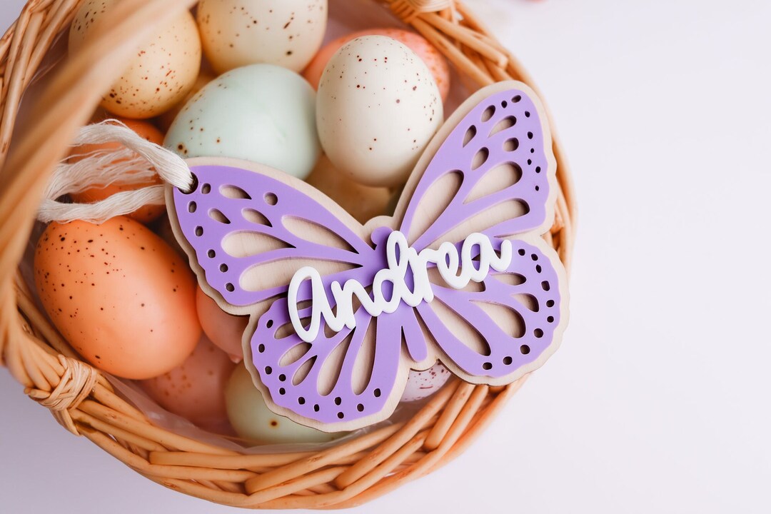 Butterfly Name Tag | Personalized Easter Basket Tag| Easter Basket Name ...