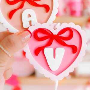 Personalized Bow Name Tag, Valentines Bow Tag, Backpack Heart Tag, Bow ...