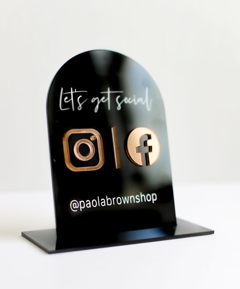 Social Media Acrylic Sign Lets Get Social Sign QR Code Sign - Etsy