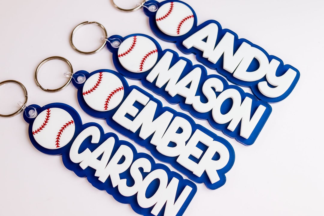 Personalized Baseball Keychain | Custom Baseball Name Keychains ...