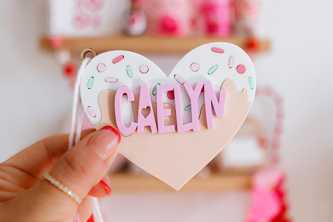 Personalized Name Tag, Ice Cream Name Tag, Donut Name Tag, Heart Shape ...