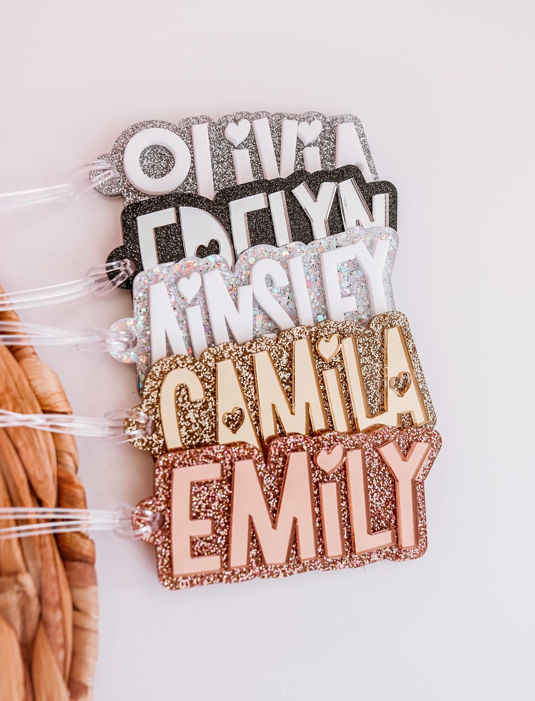Glitter Name Tag | Glitter Keychain | Backpack Name Keychain ...