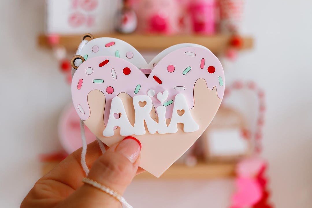 Personalized Name Tag, Ice Cream Name Tag, Donut Name Tag, Heart Shape ...