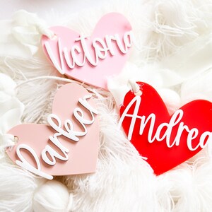 Valentines Name Tag, Valentines Heart Name Tags, Acrylic Heart Name ...