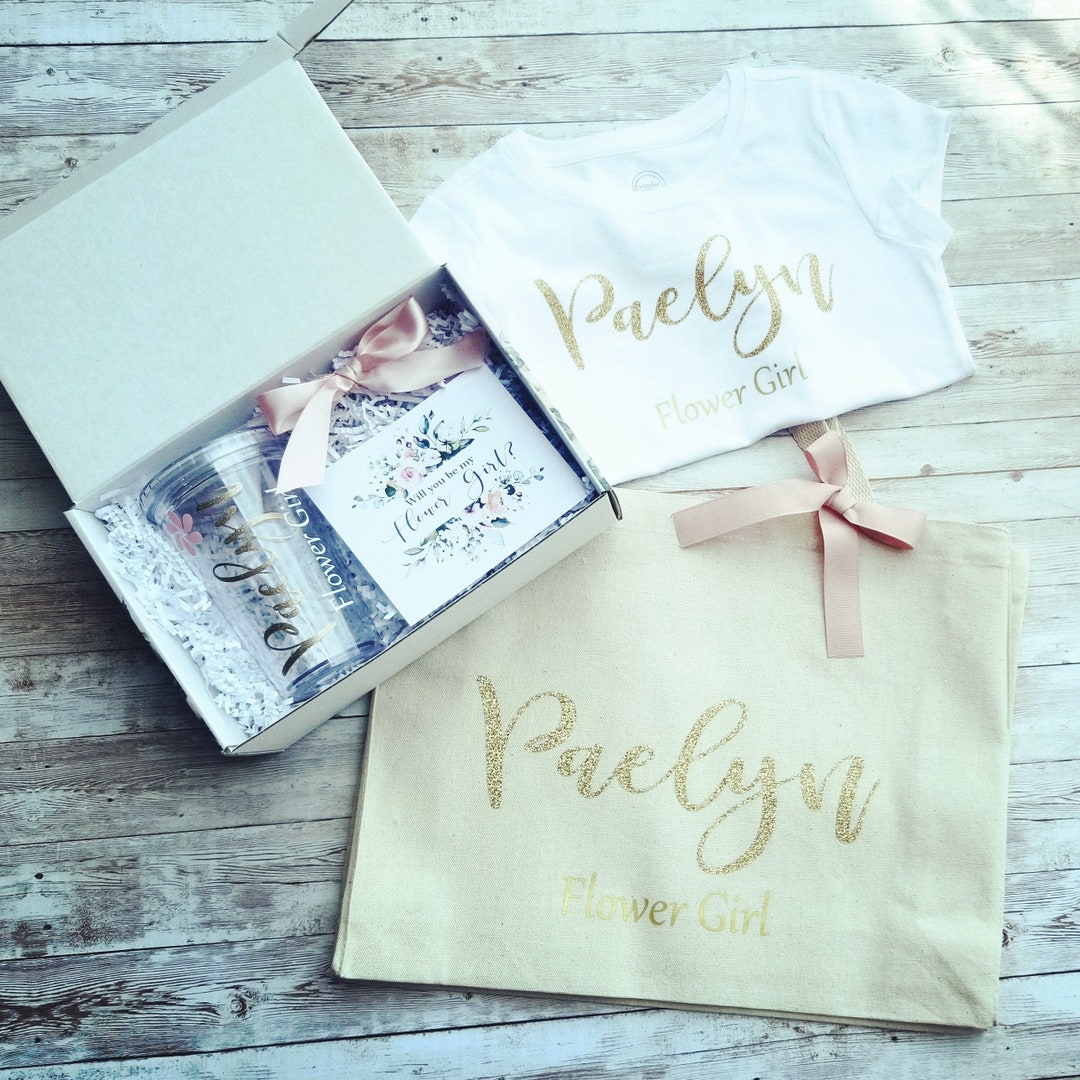 Flower Girl Set, Flower Girl Gift, Flower Girl Proposal Box, Tote Bag ...