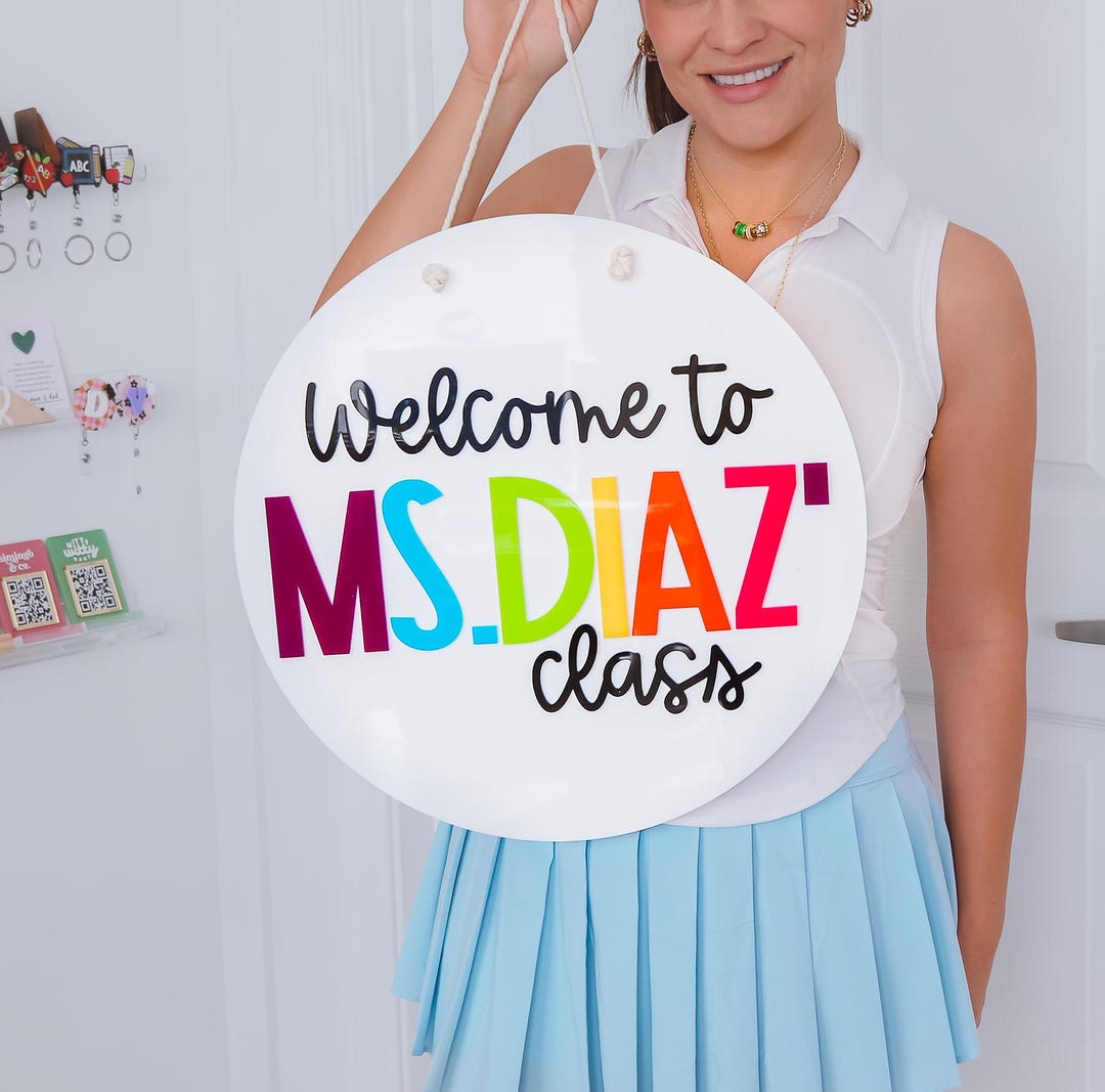 Personalized Teacher Classroom Door Sign, Custom Name Welcome Sign ...