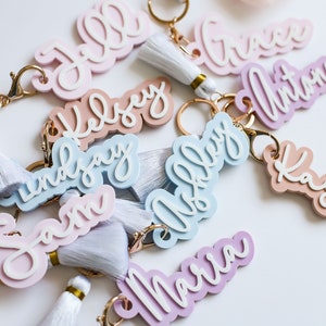 Personalized Keychain for Woman, Bridesmaid Keychain, Custom Name Tag ...