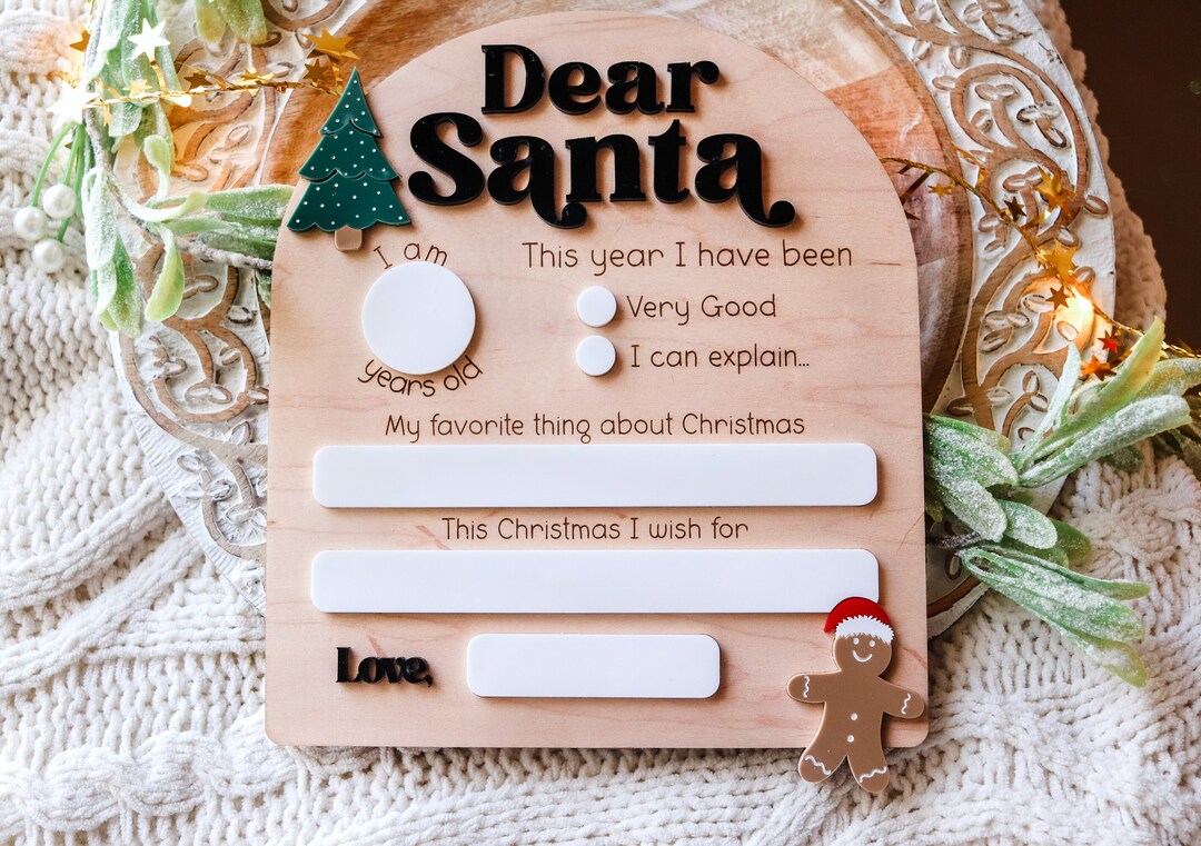Dear Santa Sign Dry Erase Christmas Board Dear Santa Christmas Decor ...