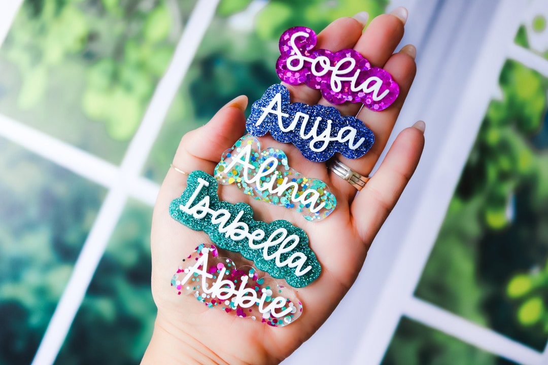 Personalized Name Hair Clips | Acrylic | Hair Bow | Alligator Clip ...