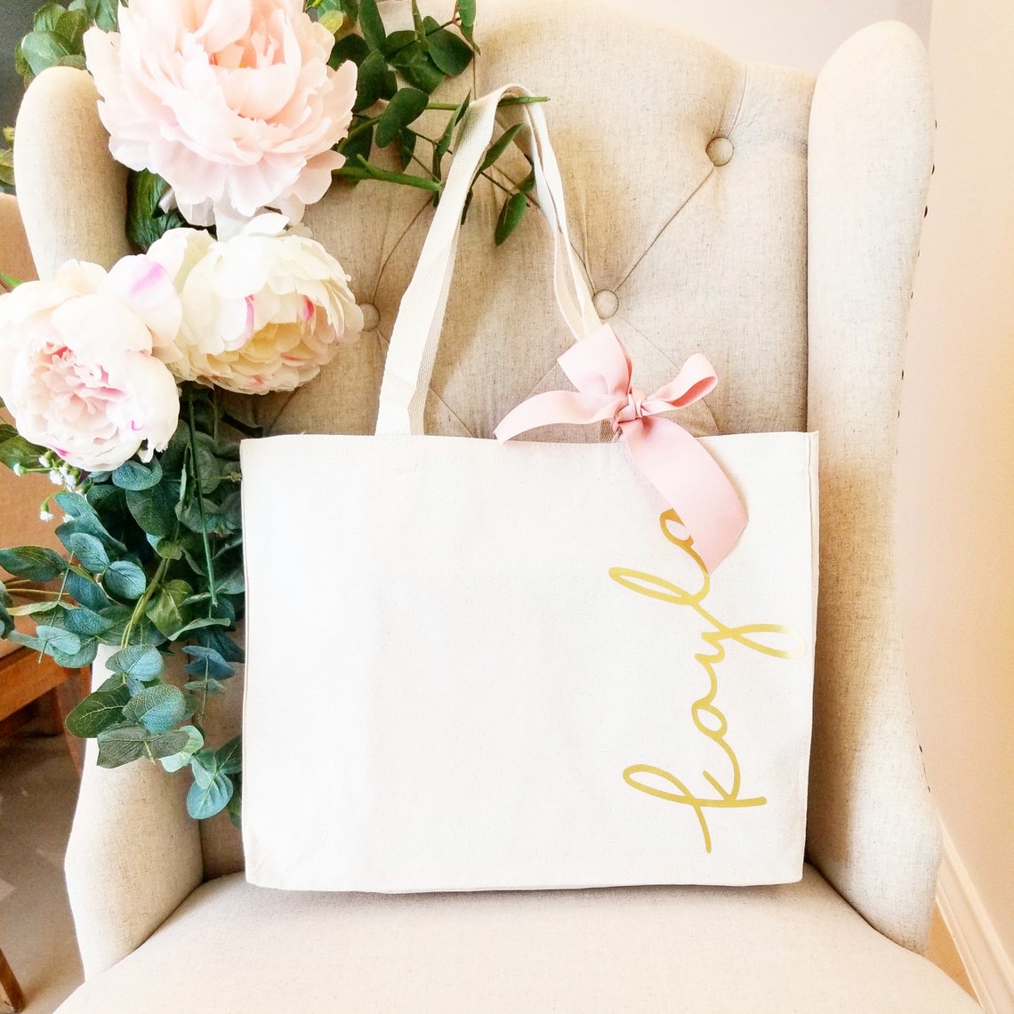 Bridesmaid Tote. Gold Bridesmaid Bag. Personalized Tote. - Etsy