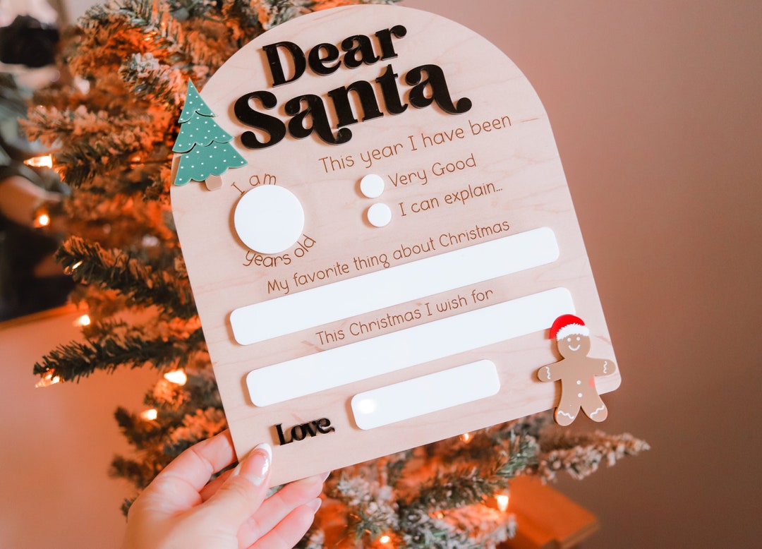 Dear Santa Sign Dry Erase Christmas Board Dear Santa Christmas Decor ...