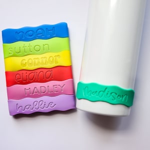 Personalized Bottle Bands, Silicone Bands, Reusable Labels, School ...