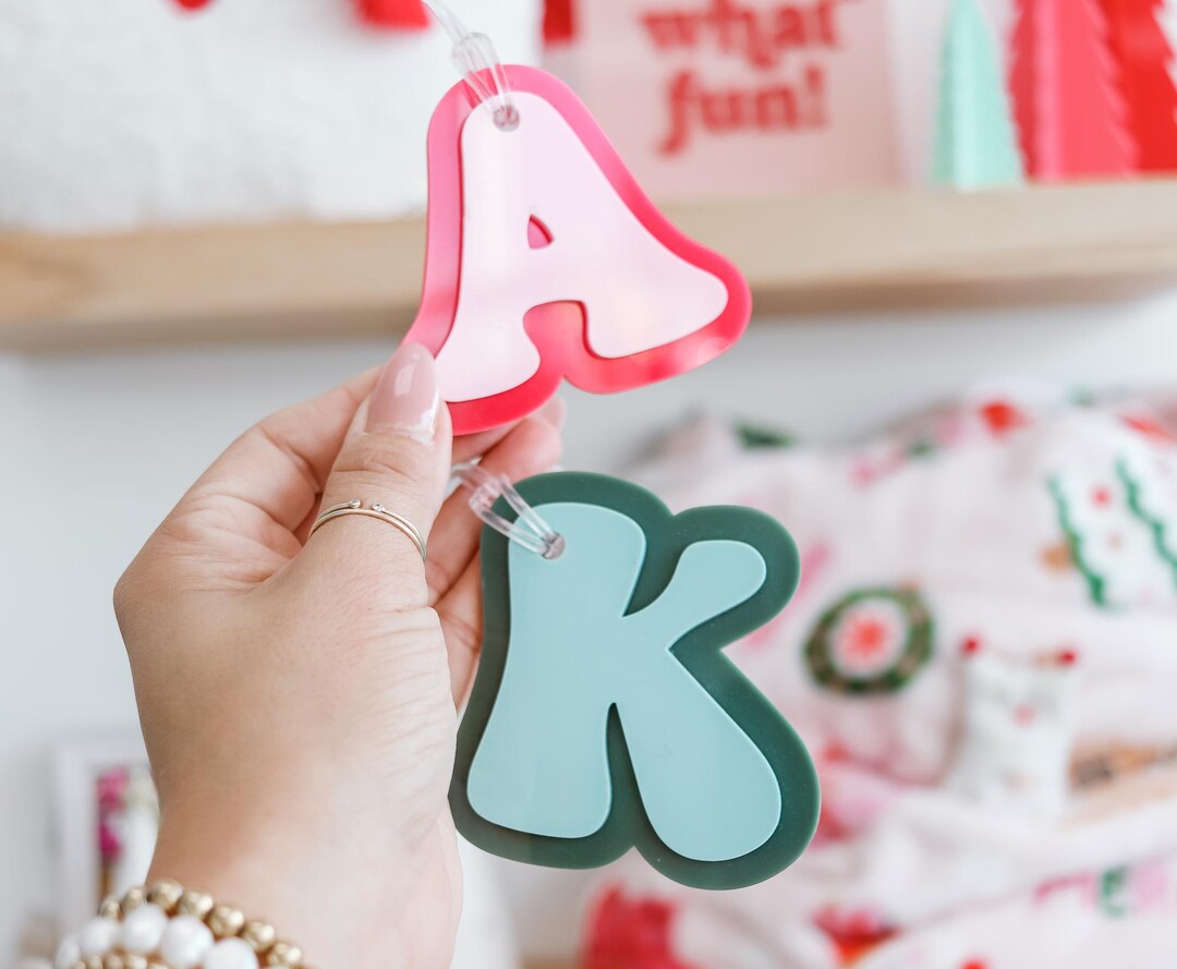 Initial Name Tag, Luggage Tag, Backpack Tag, Custom Keychain, Stocking ...