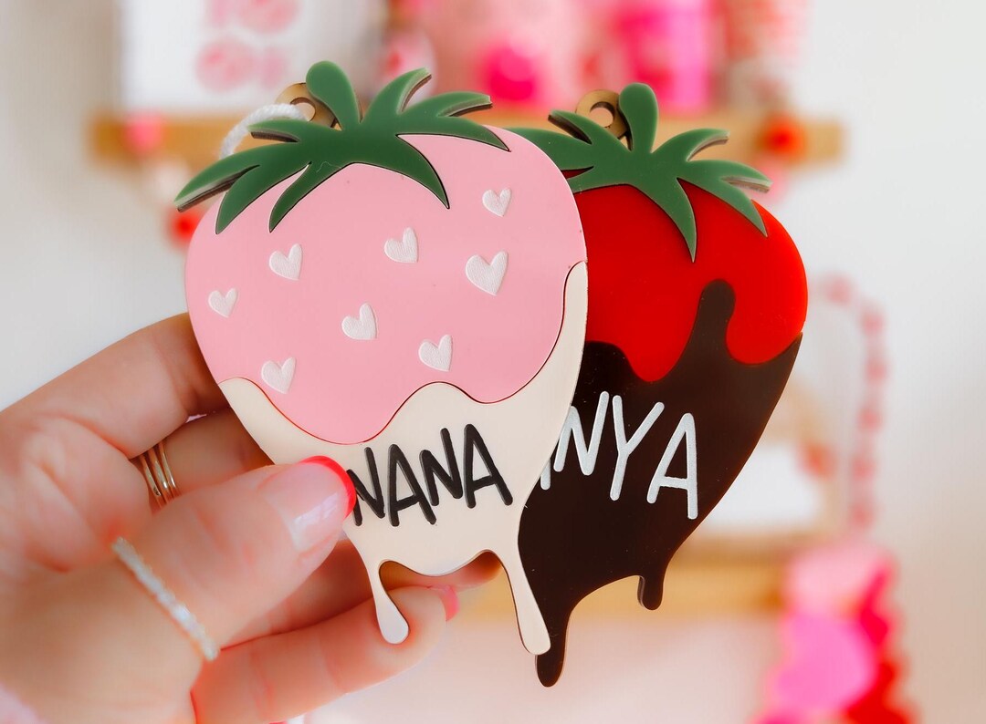 Strawberry Name Tag, Strawberry Name Tag, Valentines Basket Tag, Love ...