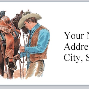 30 Personal Address Labels Western Cowboy With Horse (p 98) - Etsy