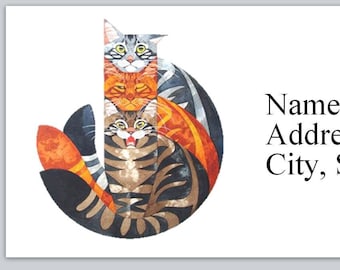 30 Personal Address Labels Cute Cartoon Cat Faces bx 199 - Etsy