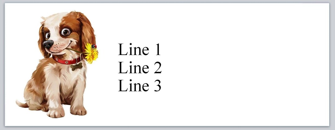 30 Personal Address Labels Cute Puppy Dog With Flower in Mouth (jx 274 ...