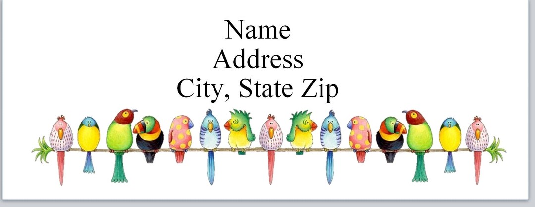 30 Personal Address Labels Colorful Cute Birds on Branch (bx 830) - Etsy