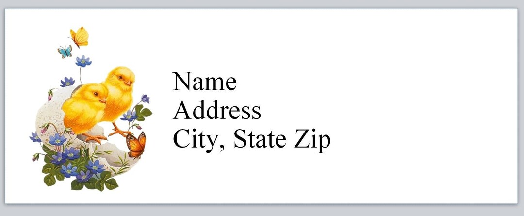 30 Personal Address Labels Little Chicks and Butterflies Flowers (bx ...