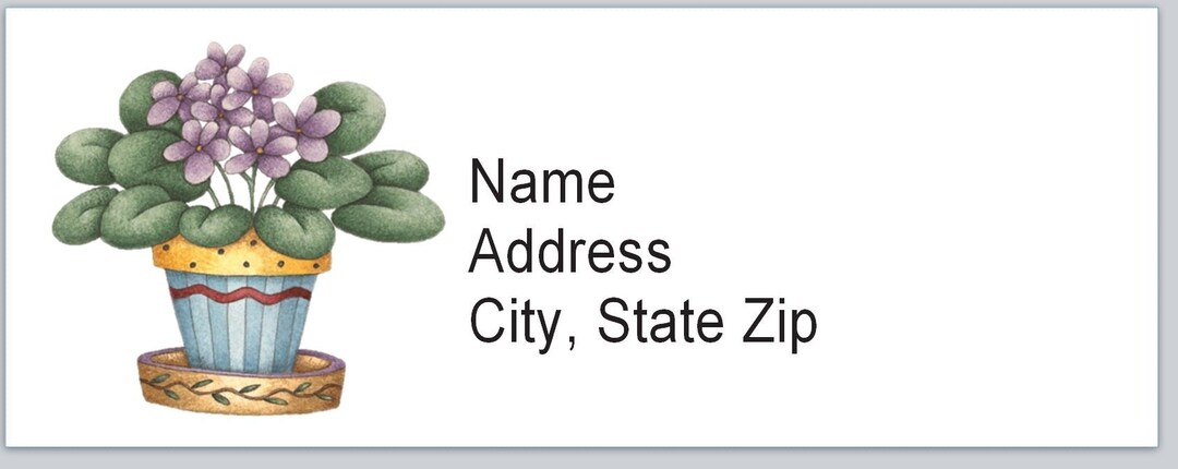 30 Personal Address Labels Primitive Country Flower Pot (bx 501) - Etsy