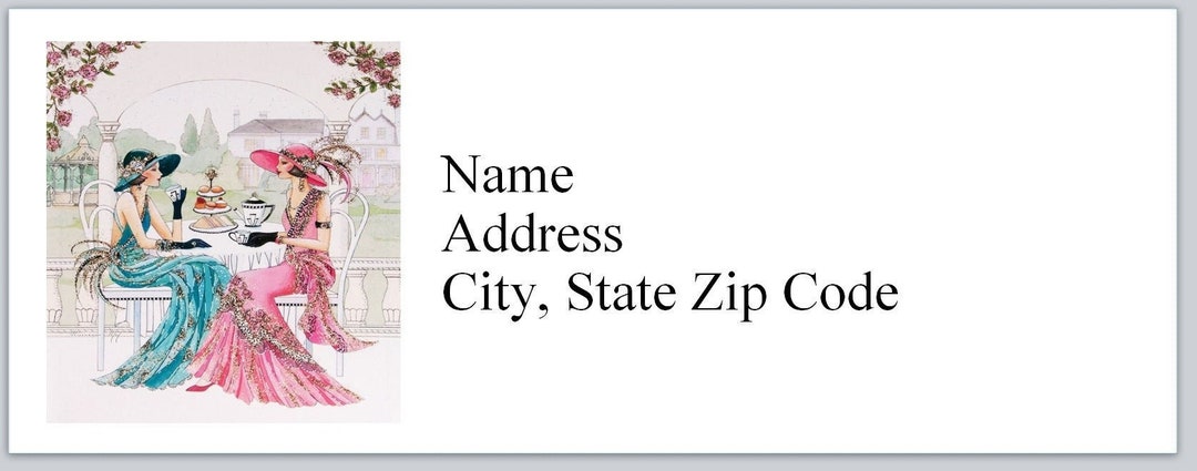 30 Personal Address Labels Primitive Country Two Victorian Ladies ...