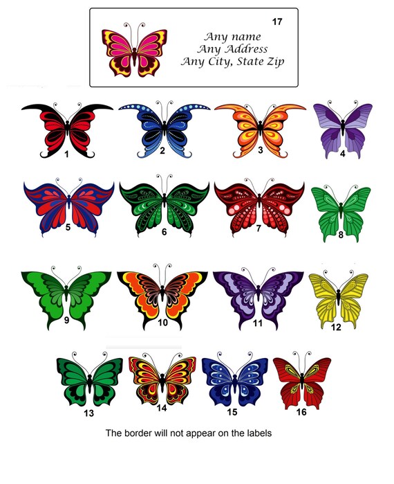 Butterfly Blue Border Labels