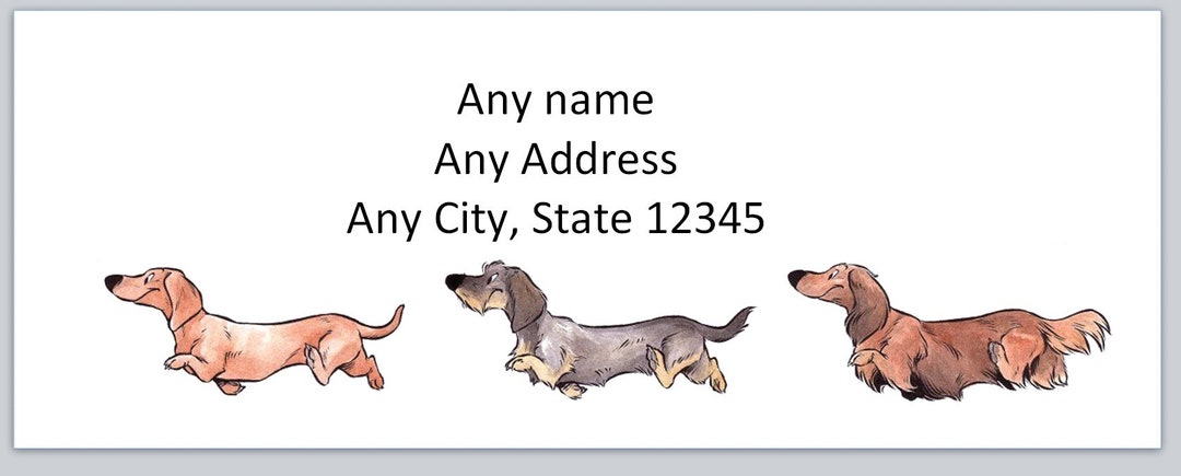 30 Personal Address Labels Cute Cartoon Dachshunds (jx 4) - Etsy