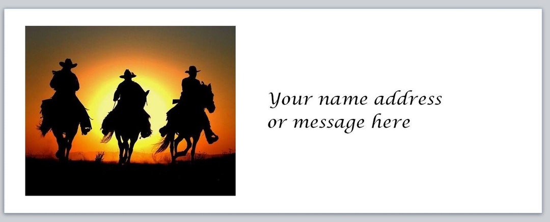 30 Personal Address Labels Western Country Cowboys on Horses Sunset (bx ...