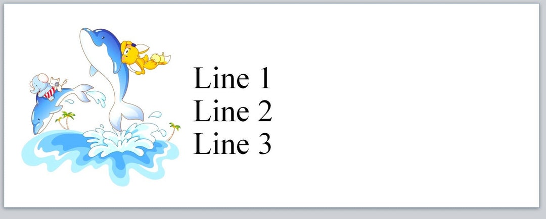 30 Personal Address Labels Cartoon Dolphins jx 466 - Etsy