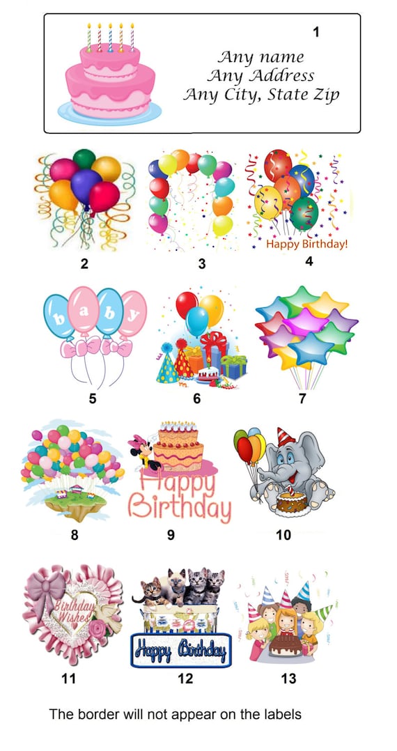 30 Personal Address Labels Birthday Choose Any Picture bi1 - Etsy