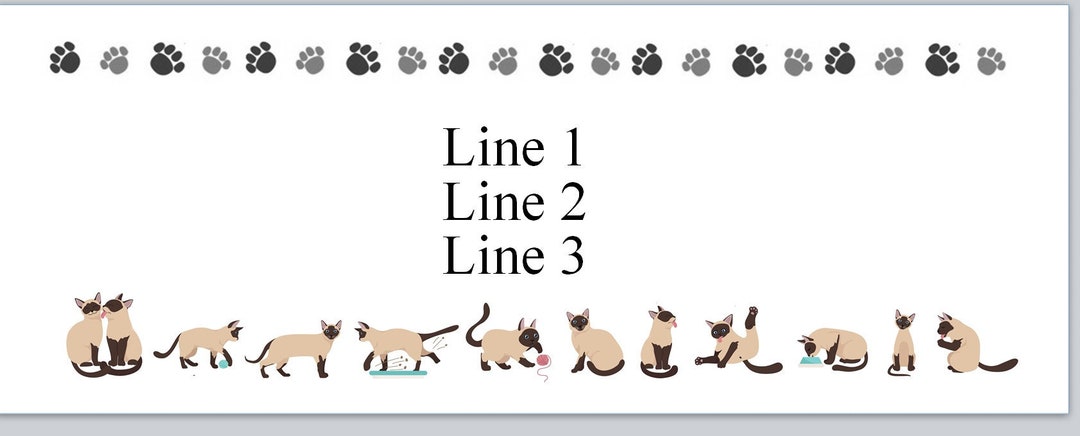 30 Personal Address Labels Cute Siamese Cats With Paw Prints Border (jx ...