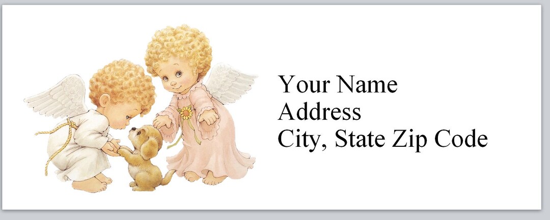 30 Personal Address Labels Baby Angels With a Puppy (bx 115) - Etsy