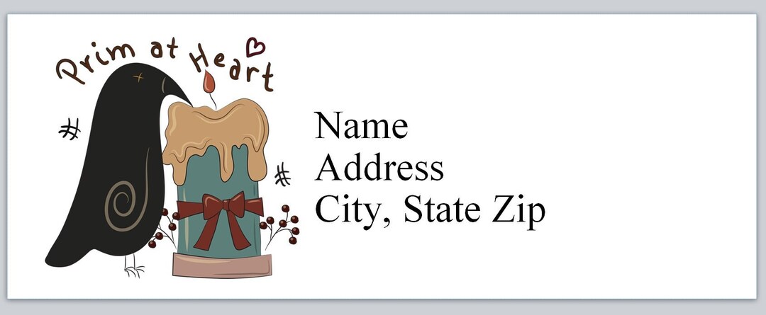 30 Personal Address Labels Primitive Country Crow Candle "prim at Heart ...