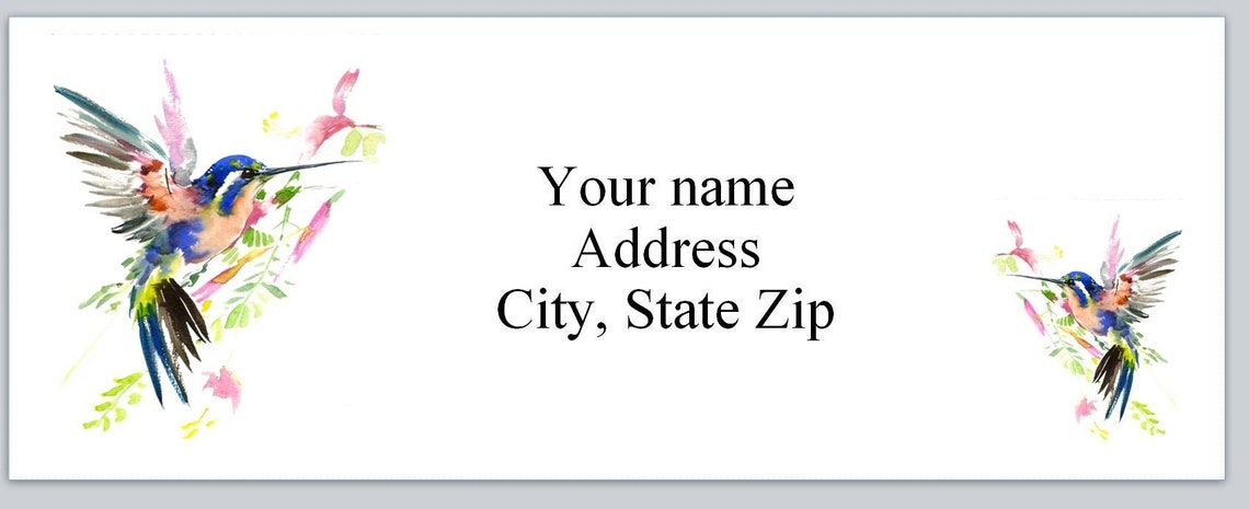 30 Personal Address Labels Hummingbird Art p 202 - Etsy