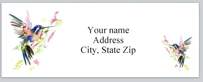 30 Personal Address Labels Hummingbird Art p 202 - Etsy