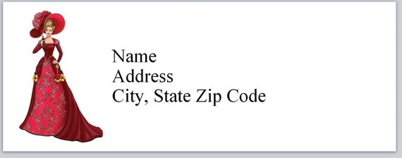 30 Personal Address Labels Primitive Country Victorian Lady in - Etsy