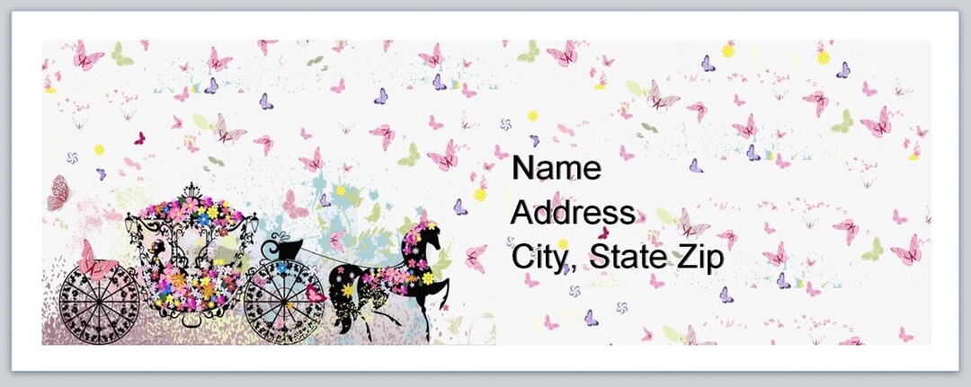 30 Personal Address Labels Fantasy Girl in Horse Drawn Carriage ...