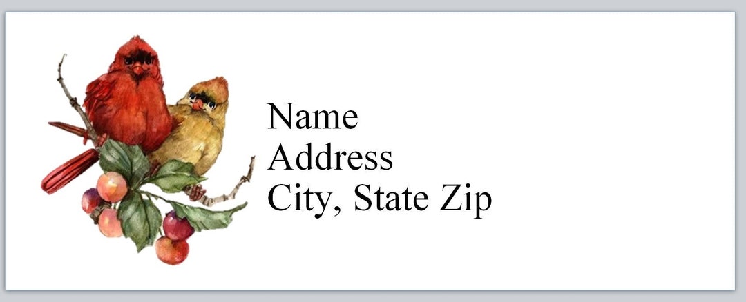 30 Personal Address Labels Cardinal Bird Couple (bx 812) - Etsy