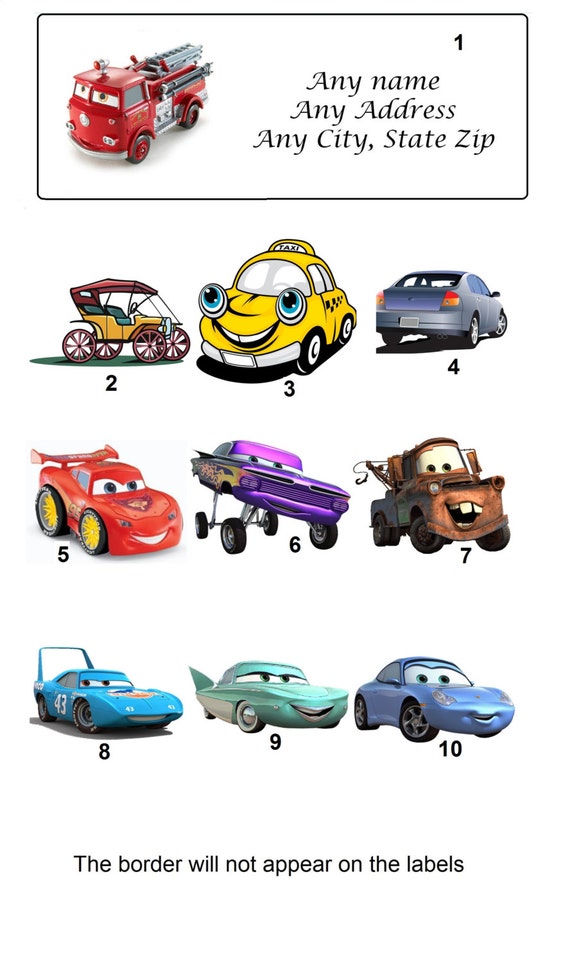 30 Personal Address Labels Cars. Choose Any Picture ca4 | Etsy