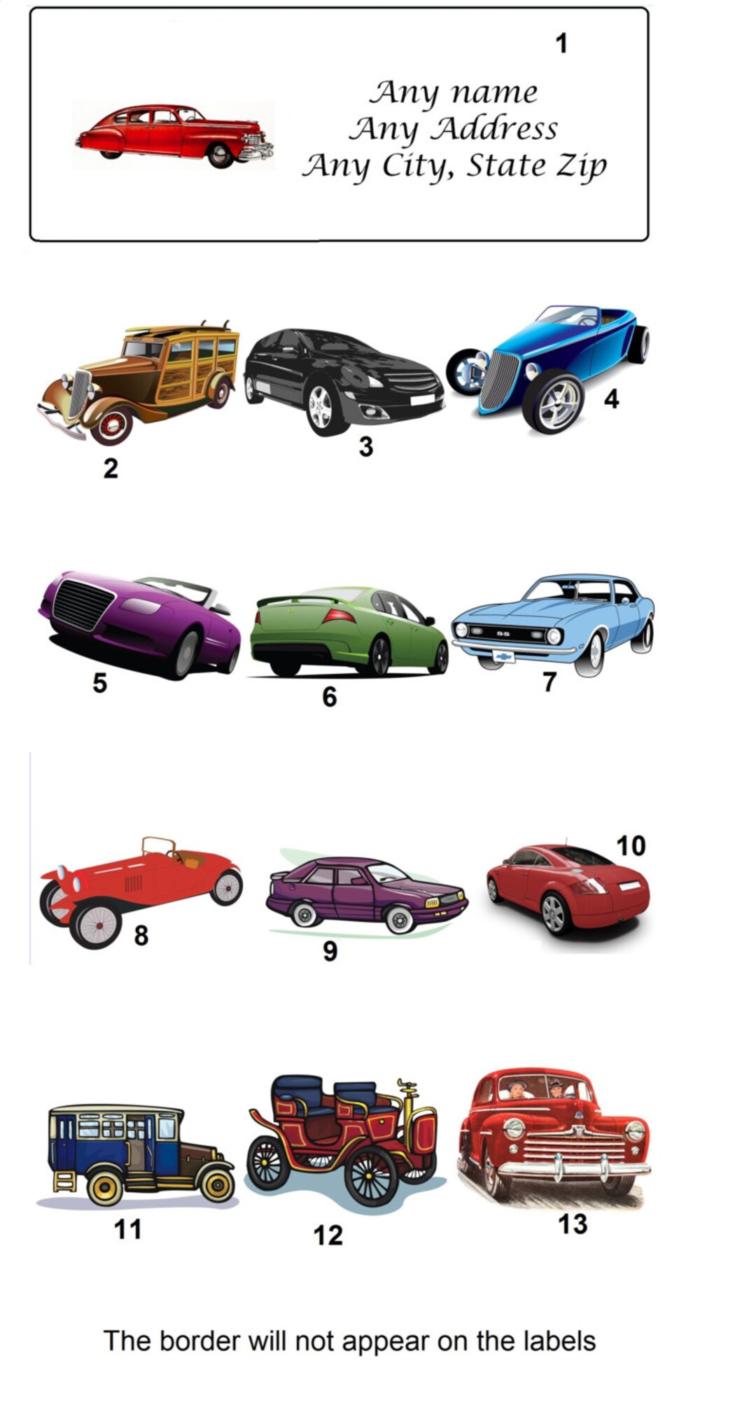 30 Personal Address Labels Cars. Choose Any Picture (ca1) - Etsy