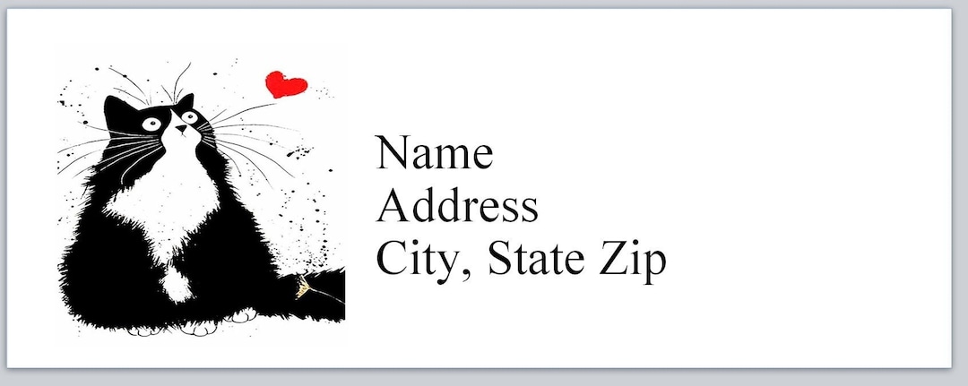 30 Personal Address Labels Cute Fat Cat (bx 799) - Etsy