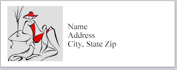 30 Personal Address Label Abstract Lady in Red bx 443 | Etsy