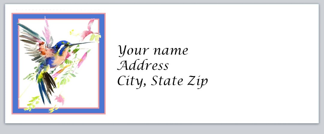 30 Personal Address Labels Humming Bird (p 202) - Etsy