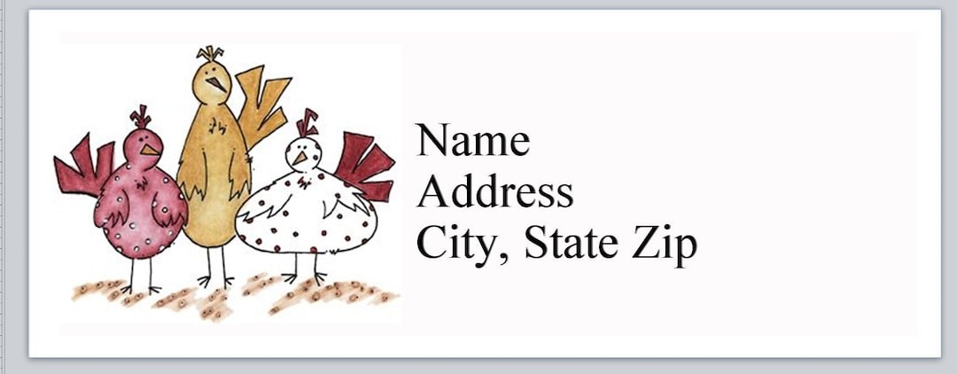 30 Personal Address Labels Cute Cartoon Chickens Hens (bx 817) - Etsy