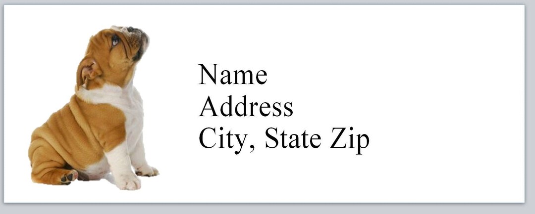 30 Personal Address Labels Cute Bulldog Dog (p 82) - Etsy